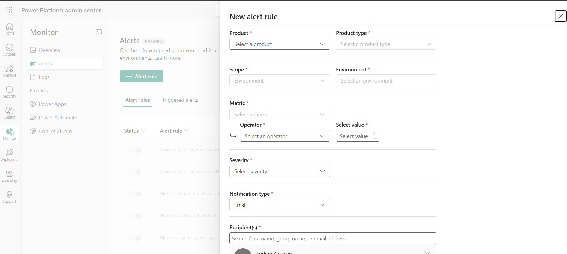 Power Automate – Use Monitoring Alerts in the Power Platform Admin ...