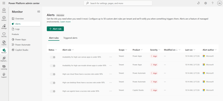 Power Automate – Use Monitoring Alerts in the Power Platform Admin ...